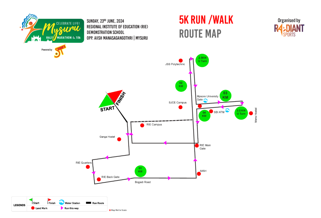 5K Run n Walk Route Map | Raadiant Sports
